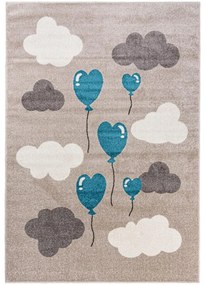 Dětský kusový koberec Modré balónky béžový 160x229cm