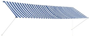 Zatahovací markýza modro-bílá 400 x 150 cm,  143751