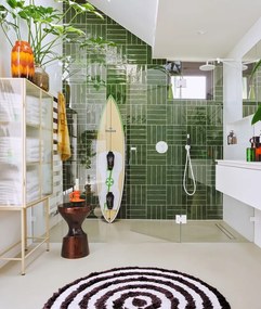 Béžovo-černá kulatá bavlněná koupelnová předložka Bath mat - Ø 120 cm