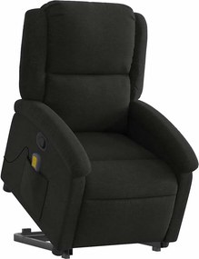 Zvedací masážní polohovací křeslo černé textil 3204178