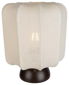 Japandi stolní lampa tmavě bronzová s béžovým stínidlem - Nori