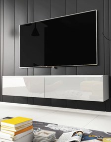 TV stolek 140 cm závěsný nebo stojící bílý lesk Lowboard D