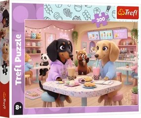 TREFL Puzzle Jezevčíci v kavárně / 300 dílků / 60 x 40 cm