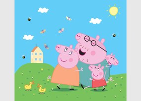 Dětská vliesová fototapeta na zed' Prasátko Peppa s Rodinou | 300 x 270 cm | DDTD4P5097