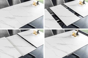 Roztahovací keramický stůl Halia 160-200 cm bílý mramor