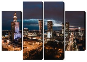 Vícedílný obraz Panorama Centra Varšavy V Noci Nedostatek Nedostatek Plátno Canvas 200x150