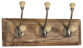 Dřevěný věšák s béžovými knopkami - 30*7*10 cm