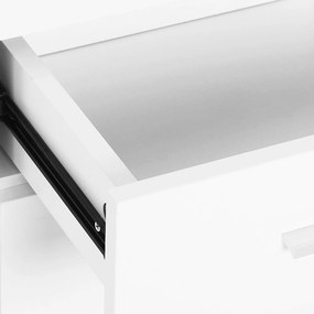 HOMCOM Kuchyňská Komoda se 2 Dveřmi a 2 Zásuvkami v Moderním Stylu pro Jídelnu 106x35x76cm Leskle Bílá