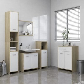 3071716 vidaXL 4dílný set koupelnového nábytku bílý a dub sonoma