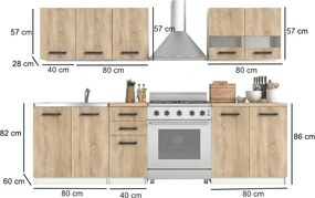 TPS Kuchyňská sestava BONE 200 cm - Dub Sonoma