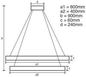 LED Stmívatelný lustr na lanku LED/135W/230V 3000-6500K + dálkové ovládání