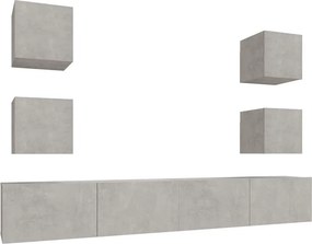 6dílný set TV skříněk betonově šedý kompozitní dřevo 3114265