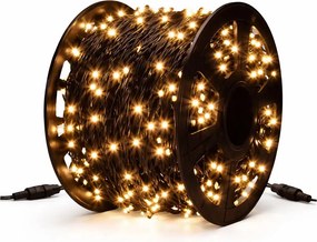 Easy Fix LED světelný řetěz, 100 m, venkovní, teple bílá, 600 diod, černý kabel, IP67, cívka