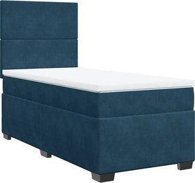 Box spring postel s matrací modrá 80 x 200 cm samet 3293060