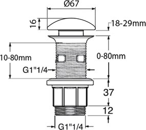 Sapho umyvadlová výpust 5/4“ click-clack zátka černá 2401-931 Koupelny Bernold