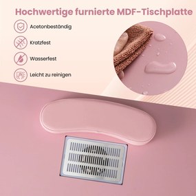 Costway Manikúrní stůl s elektrickým odsáváním prachu a podpěrou