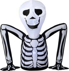 Outsunny Nafukovací Halloween kostlivec, vylézající ze země, s LED světly, strašidelná dekorace pro vnitřní i venkovní použití