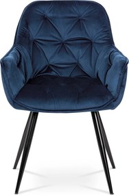 Autronic Jídelní židle, potah modrá sametová látka, kovová 4nohá podnož, černý lak DCH-421 BLUE4