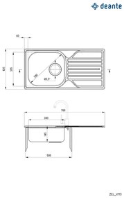 Deante ZEL_0113 - Kuchyňský dřez LEGATO 43,5x76 cm satin