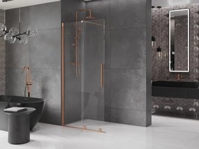 Mexen Velar, posuvné dveře do otvoru typ Walk-In 75 cm, 8mm čiré sklo, měděná matná, 871-075-000-03-65