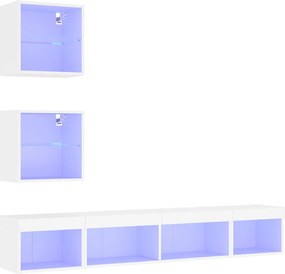 5dílná obývací stěna s LED osvětlením bílá kompozitní dřevo 3216697
