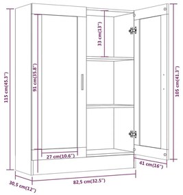 Petromila Vitrína kouřový dub 82,5 x 30,5 x 115 cm kompozitní dřevo