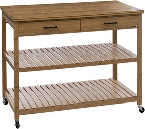 Kuchyňský regál na kolečkách, bambus, 108 x 60 x 90 cm