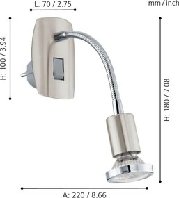 Eglo 902366 - LED Svítidlo do zásuvky MINI 1xGU10/2,8W/230V matný chrom