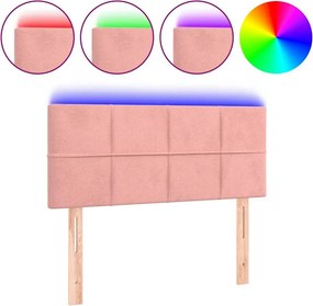 Čelo postele s LED růžové 80 x 5 x 78/88 cm samet 3121647