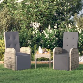 Polohovací zahradní židle s poduškami 2 ks šedé polyratan,  319538