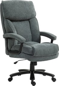 Kancelářská židle HOMCOM, ergonomická kancelářská židle s houpací funkcí, lněný vzhled, výškově nastavitelná židle k PC s funkcí otáčení, silné polšt…