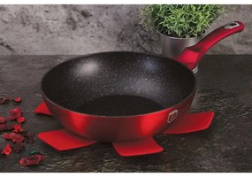 BERLINGERHAUS Pánev WOK s poklicí s mramorovým povrchem 28 cm Burgundy Metallic Line BH-1265