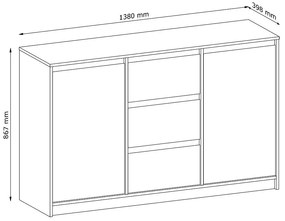 MANAMI | komoda K2D3S | 138 cm | dub cremona
