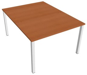 Dvojstůl pracovní rovný 120×160 cm - Hobis Uni USD 1200 Dekor stolové desky: třešeň, Barva nohou: bílá