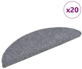 Schodové rohože samolepicí 20 ks 56 x 17 x 3 cm světle šedé půlkulaté 3365670