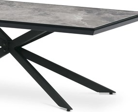 Autronic Stůl konferenční, deska slinutá keramika 120x60, šedý mramor, nohy černý kov AHG-288 GREY
