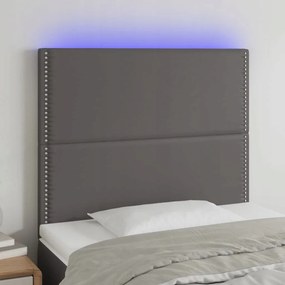 Čelo Postele S Led Šedé Umělá Kůže Šedá 100 x 5 x 118/128 cm