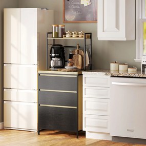 HOMCOM Kuchyňská Skříňka Buffet S úložným Prostorem, Průmyslový Styl, 3 Zásuvky, Deska, Polička a 4 Háčky, Mikrovlnná Skříňka do Jídelny a Obývacího …