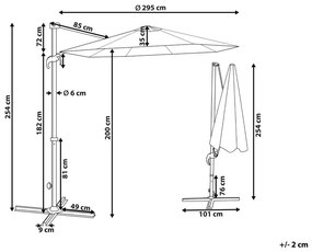 Venkovní zahradní slunečník ⌀ 2,95 m taupe/ bílý SAVONA II Beliani