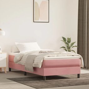 vidaXL Box spring postel s matrací 80 x 200 cm samet [3144300] Barva: Růžová