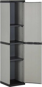 Zahradní úložná skříň se 3 policemi šedá a černá 34x40x168 cm 340985
