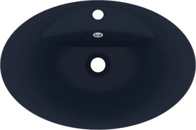 Luxusní umyvadlo přepad oválné tmavě modré 58,5x39 cm keramika 146935