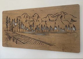 Li-Go "Pod vrcholy hor" světelný obraz 230V 120x60 cm provedení povrchu: dub světlý