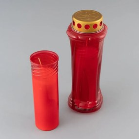 Nexos  85949 Smuteční svíčka, červená, 28 cm, 3 kusy