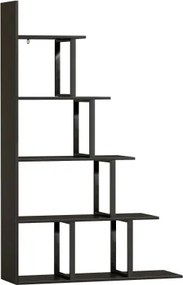 HOMCOM Knihovní přepážka místnosti v průmyslovém stylu schodiště 5 polic 102 x 30 x 160 cm barevně černá