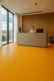 Lentex, PVC podlaha - lino Flexar PUR 603-08 oranžová, na míru, šíře 2m,4m, oranžová, bez podkladu, kancelář