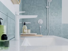 Hansgrohe Talis E, vysoká umyvadlová baterie 240 s odtokovou soupravou s táhlem, černá matná, 71716670