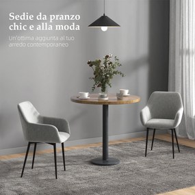 HOMCOM Set 2 čalouněných jídelních židlí v severském stylu, šedé židle do kuchyně s područkami a ocelovými nohami pro obývací pokoj, 54x57x80 cm, tma…