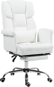 HOMCOM Kancelářská židle, ergonomická otočná židle s funkcí sklonu, bederním polštářem, výškově nastavitelná počítačová židle s opěrkou nohou, pro dom
