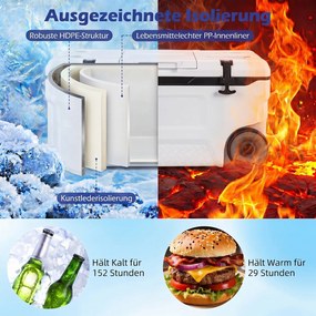 Costway Chladicí box 70 L Velký termobox z plastu s kolečky a madlem – bílý